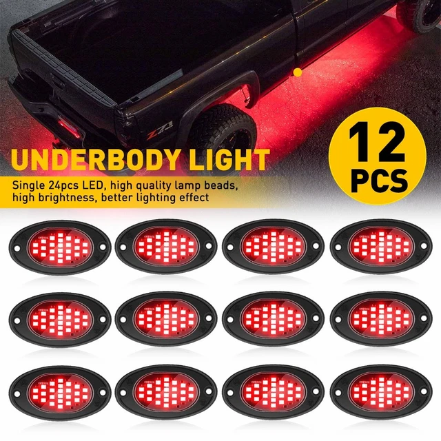 12X RED LED Rock Light Trail Underbody Rig Glow Lamp For SUV Offroad ...