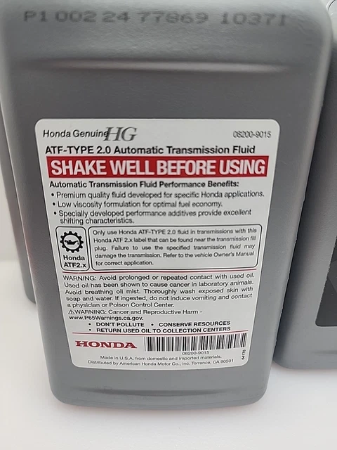 5 QUARTS HONDA Acura Atf Type 2.0 Automatic Transmission Fluid New Oem ...