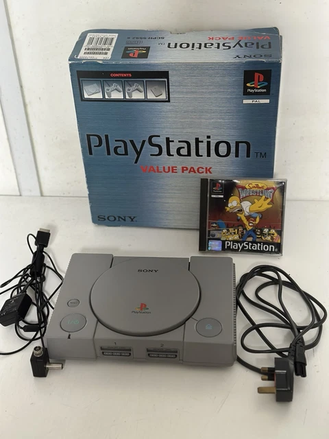 SONY PLAYSTATION ONE Console, Grey Original Box With Power & Simpsons ...