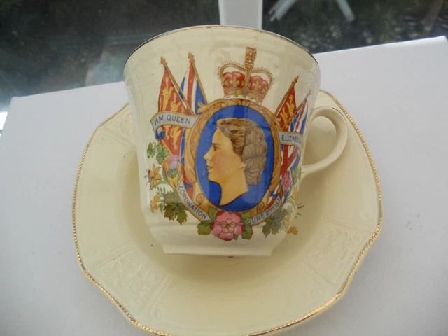 VINTAGE J&G MEAKIN Queen Elizabeth II Coronation Cup & Saucer 1953 #2 £ ...