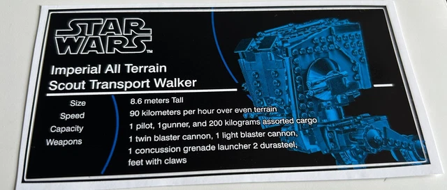 LEGO STAR WARS UCS Style Sticker for 75153 AT-ST Imperial All Terrain ...