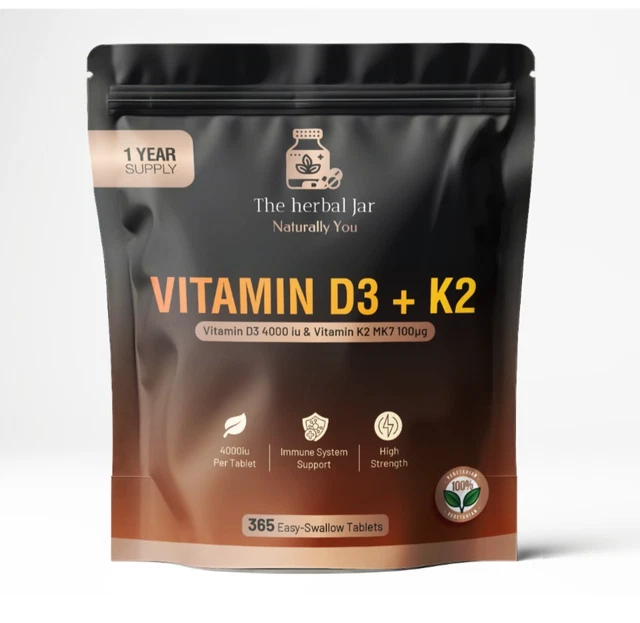 VITAMIN D3 K2 4000IU and MK-7 100mcg Pills Cap Immune Function Wellness ...