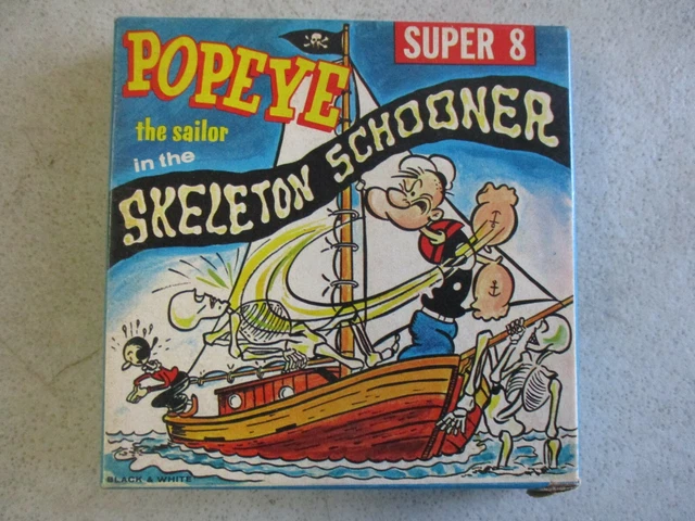 VINTAGE POPEYE SKELETON Schooner Super 8 Film Reel In Original Box 574 ...