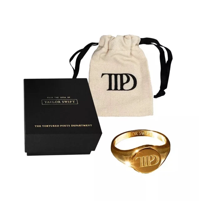 TAYLOR SWIFT TTPD Tortured Poets Department Gold Ring Size 6 NEW IN ...