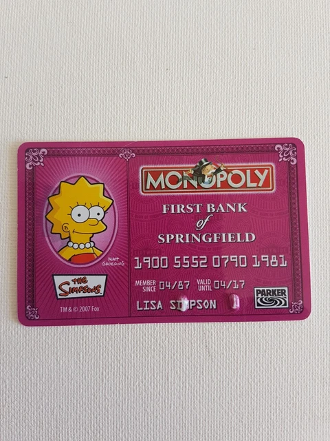 MONOPOLY THE SIMPSONS Electronic Banking - LISA SIMPSON BANK CARD ...