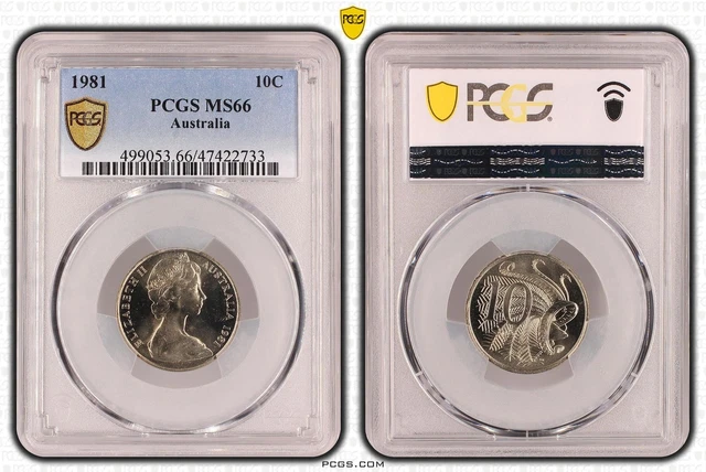 AUSTRALIA 1981 TEN Cents 10c Coin PCGS MS66 #2733 EUR 33,10 - PicClick IT