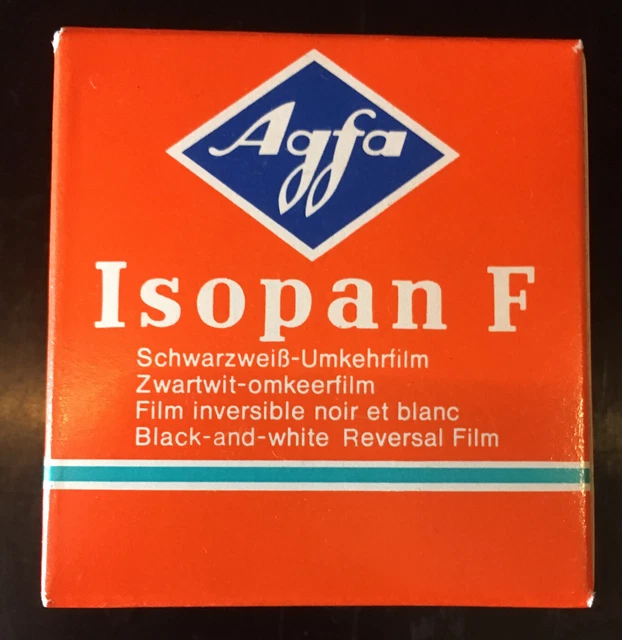 OVP NOS AGFA Isopan F Schwarzweiß-Umkehrfilm 15DIN ASA25 7,5m/25ft UIF ...