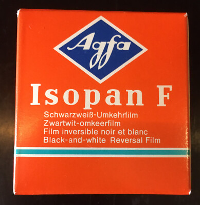 ORIGINAL PACKAGING NOS Agfa Isopan F black and white reverse film 15DIN ...