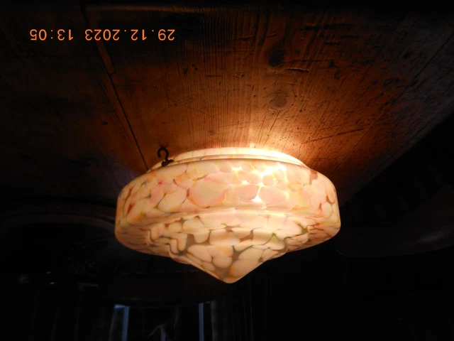 GORGEOUS 1930'S ART Deco Stepped Ceiling Flycatcher Spatter Glass Light ...