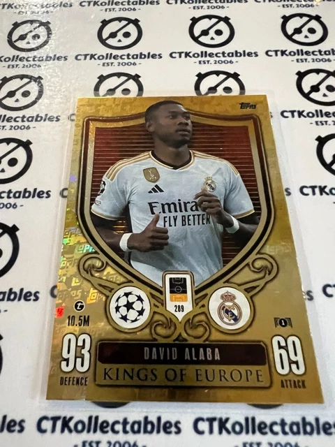 2023-24 TOPPS MATCH ATTAX David Alaba Kings Of Europe #289 SOCCER CARD ...