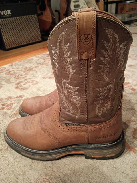 ARIAT WORKHOG BROWN Leather Soft Toe Wellington Work Boots #16916 Men's ...