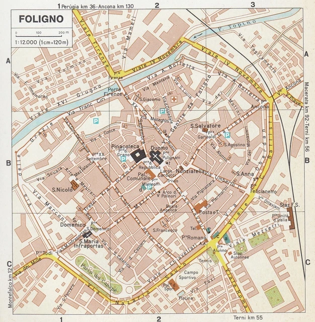 C3868 FOLIGNO, PIANTA della città, Mappa epoca, Vintage map EUR 6,90 ...