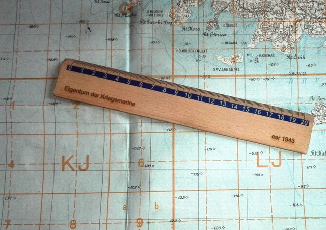 GERMAN WWII KRIEGSMARINE Wooden Ruler To Maps, Headquarters, Office ...