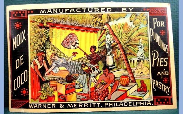 1800S ANTIQUE VICTORIAN NOIX DE COCO~WARNER/MERRIT phila pa BLACK~AD ...