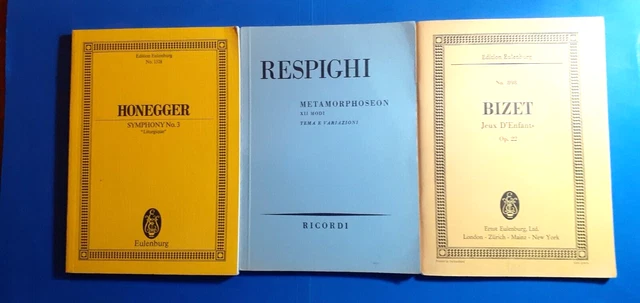 3 PARTITURE:A.HONEGGER SIMPH.N.3-O.RESPIGHI.METAMORFOSI.-B.BIZET:JEUX D ...