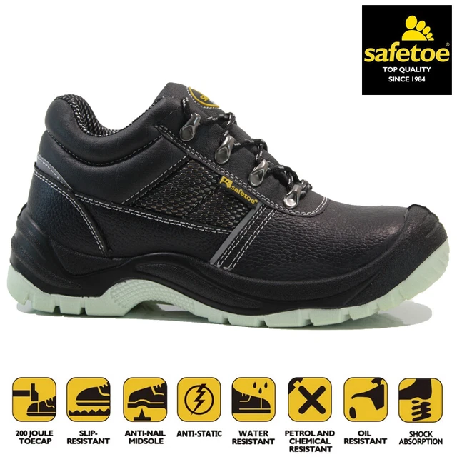 MENS LEATHER SAFETY Steel Toe Cap Walking Hiking Work Ankle Boots Shoes ...
