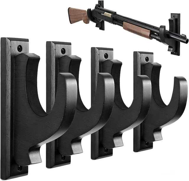 SHOTGUN RIFLE GUN Rack Wall Mount Real Wood Holder Display Bow Firearm ...