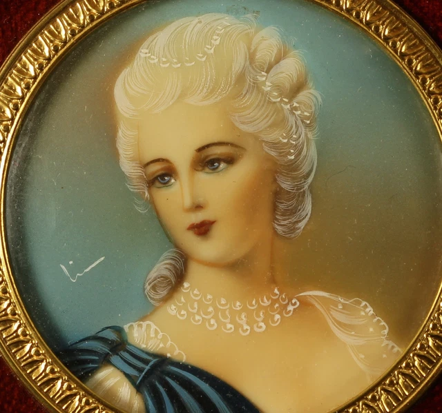 ALTE MINIATURE PORTRAIT Lupenmalerei Miniatur Malerei signiert EUR 110,00 - PicClick DE