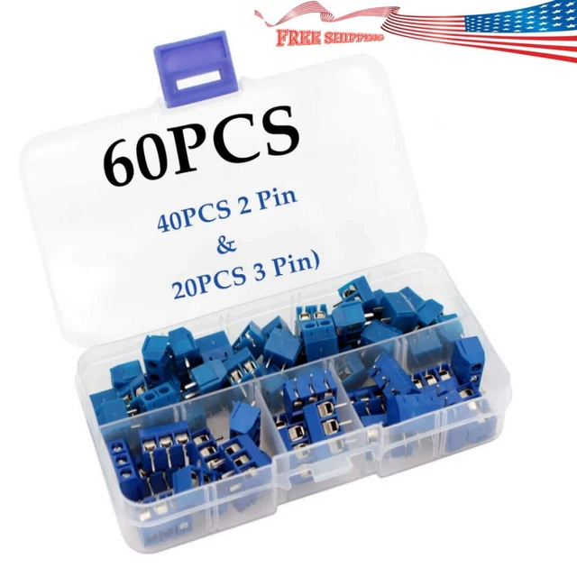 BLUE KF301-2P/3P PCB Mount Screw Terminal Block Connector 2/3Pin 5mm ...