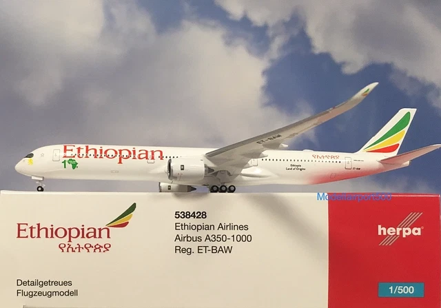 HERPA WINGS 1:500 Airbus A350-1000 Ethiopian Air ET-BAW 538428 Modellairport500 EUR 44,90 ...