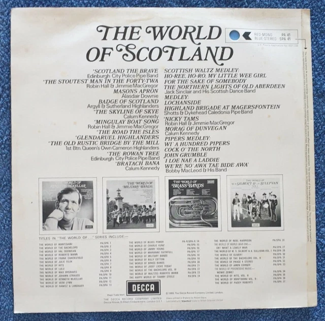 THE WORLD OF Scotland: Various Artists 1969 12" Vinyl LP Excellent ...