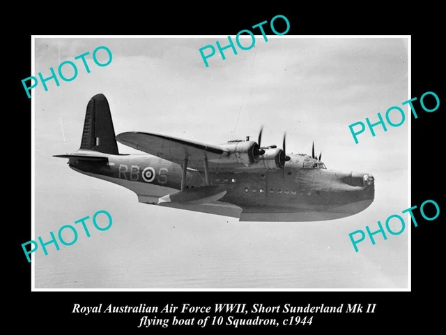 OLD HISTORIC PHOTO OF ROYAL AUSTRALIAN AIR FORCE WWII SUNDERLAND ...