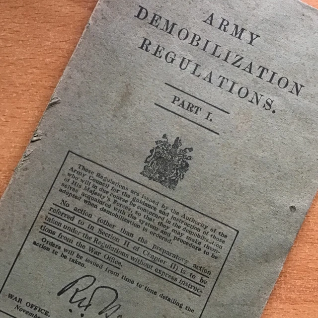 ORIGINAL WWI BRITISH Army Handbook: Army Demobilization Regulations ...