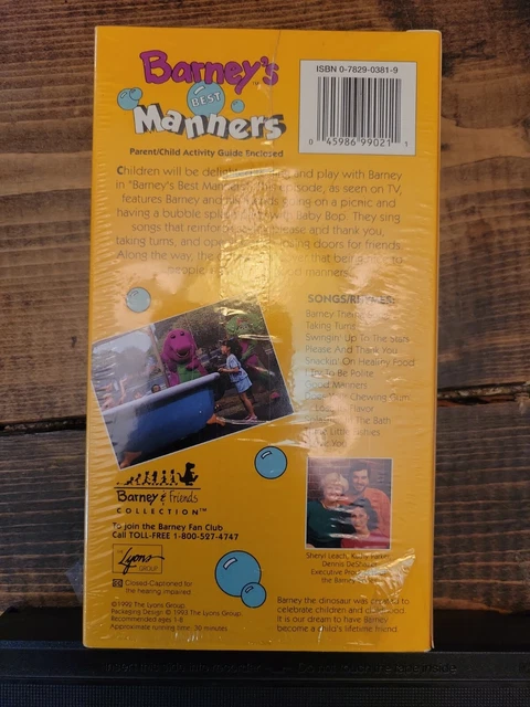 BARNEY - BARNEYS Best Manners (VHS, 1993) EUR 7,45 - PicClick FR