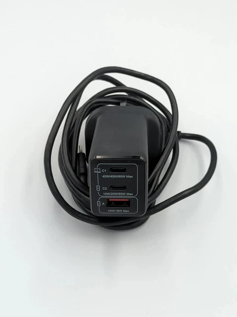 LOGIK L65GANC25C 65W universal GaN charger 100W USB-C black with Cable ...