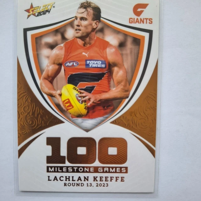 AFL 2024 SELECT MILESTONE 100 GAMES Card MG45 Lachlan KEEFFE - GWS ...