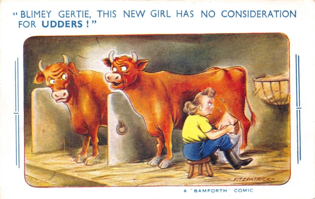 BAMFORTH COMIC Postcard No 1986 Cows Fitzpatrick Used Good Plus £3.25 ...