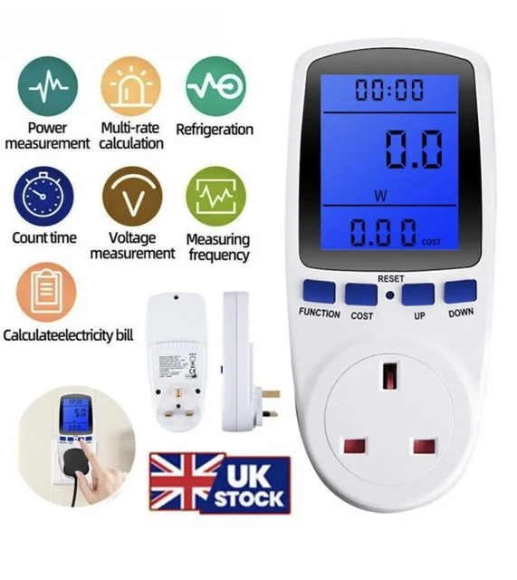 UK PLUG IN Electricity Power Consumption Smart Meter Energy Monitor Kwh ...