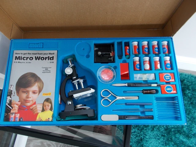 RARE VINTAGE MERIT Microworld Retro Microscope Chemistry Set EUR 58,41 ...
