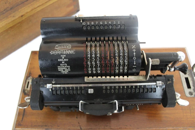 MULDIVO BRITANNIC VINTAGE 1930s Mechanical Calculator Machine & Case ...