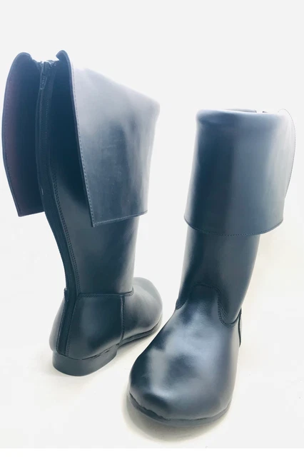 MENS HANDMADE LEATHER Pirate Boots, Medieval Costume Fold-Down Cuff ...