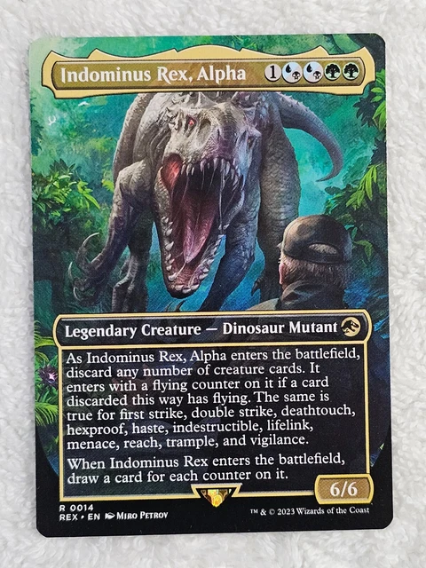 MTG INDOMINUS REX, Alpha (Borderless) #14 Jurassic World Collection Rare Neuf dans Neuf EUR 12 ...