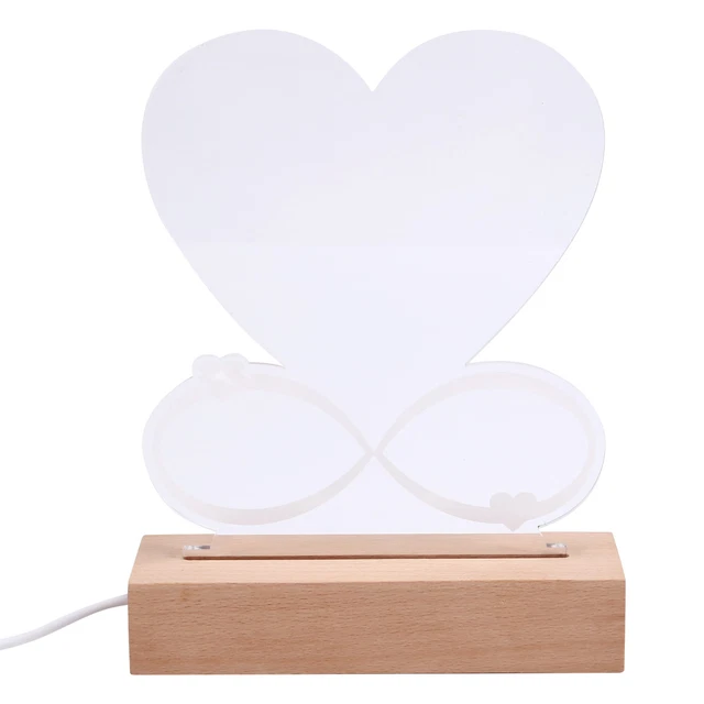 3D ACRYLIC LIGHT Heart Shaped Photo Frame with Night Light Couple7481 £ ...
