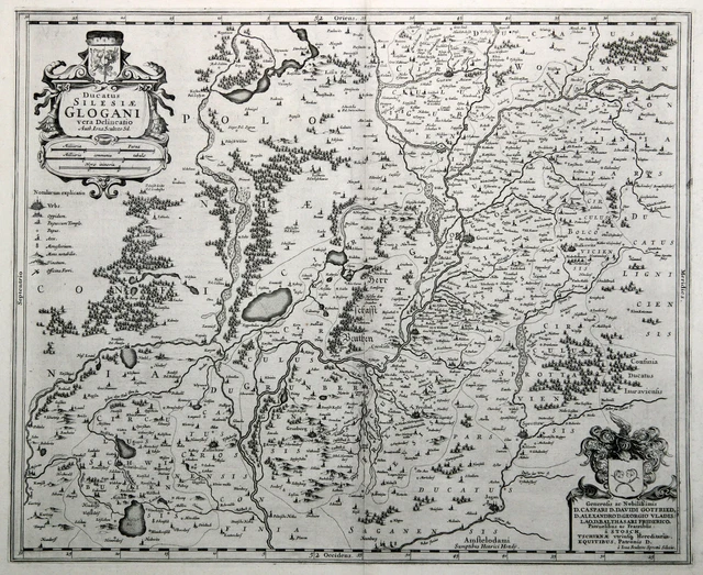 GLOGAU HERZOGTUM ORIGINALE Incisione Cartina Geografica Hondius 1638 ...