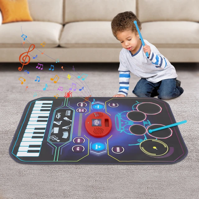 2-IN-1 DRUM PIANO Combo Educational Musical Play Mat for Kids Music ...