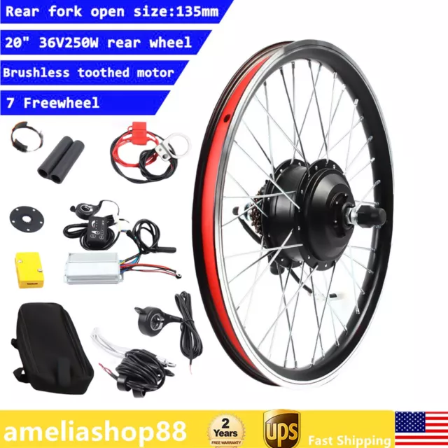 20 INCH REAR Wheel Electric Bicycle Hub Motor Conversion Kit 36V 250W e ...