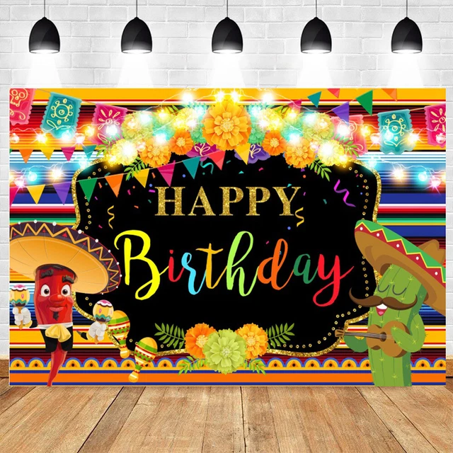 MEXICAN CARNIVAL FIESTA Happy Birthday Backdrop Party Background Photo ...