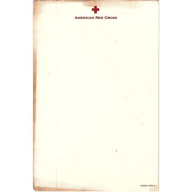 1940S WWII AMERICAN Red Cross Blank Letterhead Form 539-A AF9-1 £25.74 ...
