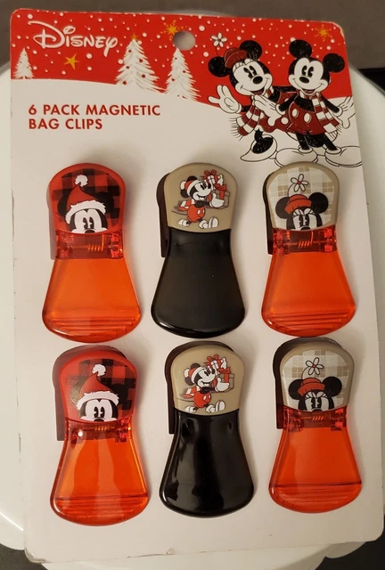 DISNEY MICKEY MOUSE Minnie Mouse Christmas 6 Pack Magnetic Bag Clips ...