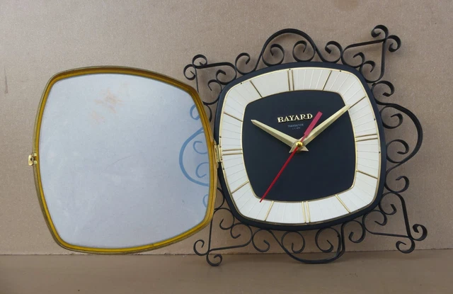 PENDULE BAYARD TRANSISTOR vintage fer forgé ancien horloge MARCHE old ...