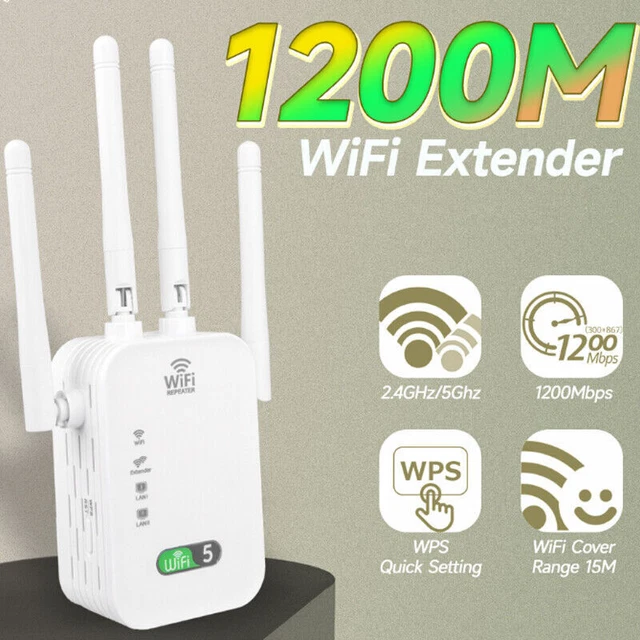 WIFI SIGNAL BOOSTER WIFI Extender 1200 Mbps ripetitore wireless ...
