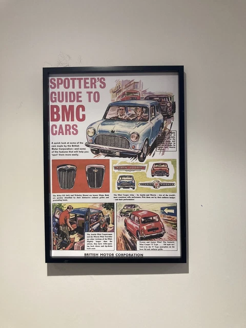 BMC AUSTIN MORRIS Mini Mk1 Cooper Spotters Guide Poster Print A3 Size ...