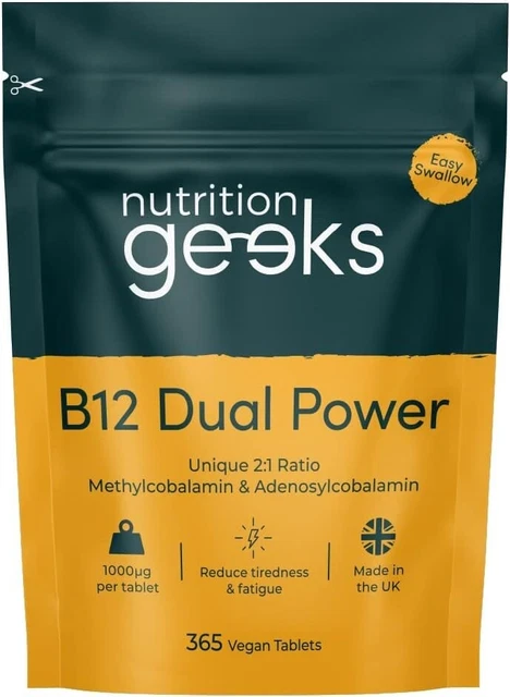 Vitamin B12 Tablets High Strength 365 Tablets 1000mcg Dual Power 1224