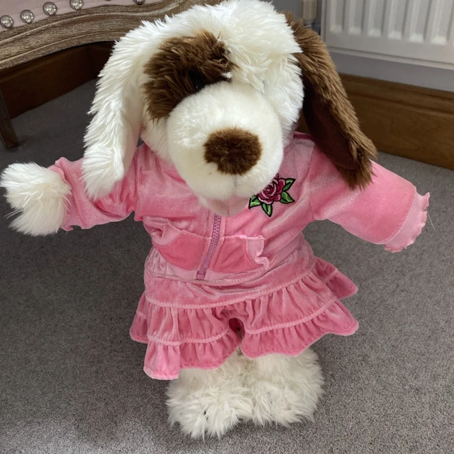 BUILD A BEAR Soft Toy/Plush Teddy/Dog/Puppy Brown, Pink Dress, Approx ...