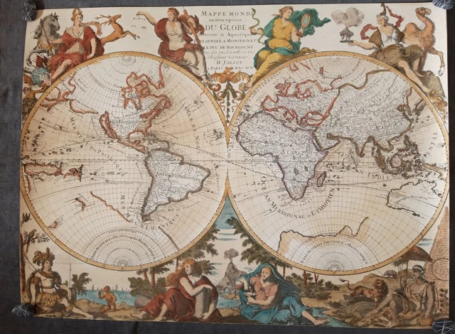 JAILLOT MAPPE MONDE Mappamondo Rinascimento litografia offset Print XL EUR 100,00 - PicClick FR