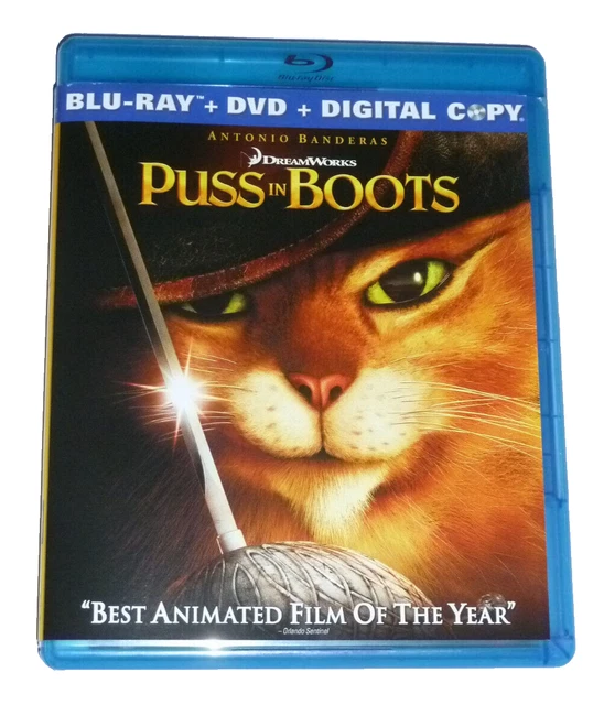 PUSS IN BOOTS Blu-ray & DVD 2-Disc Set cartoon movie a Shrek spinoff ...